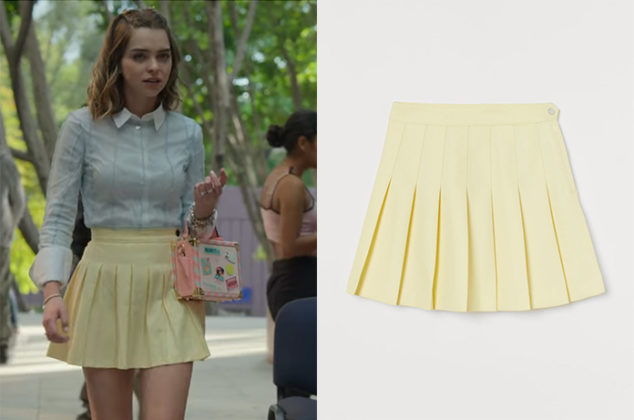 CONTROL Z : Natalia's yellow pleated skirt in S2E01 - Fringues de séries