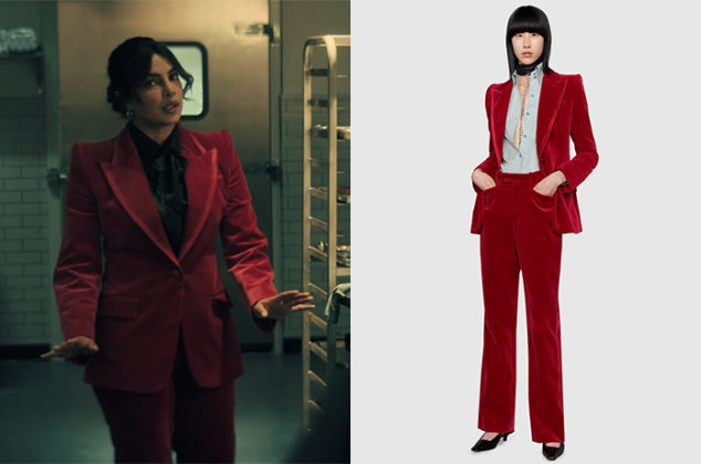 CITADEL : Nadia's red velvet suit in S1E02 - Fringues de séries